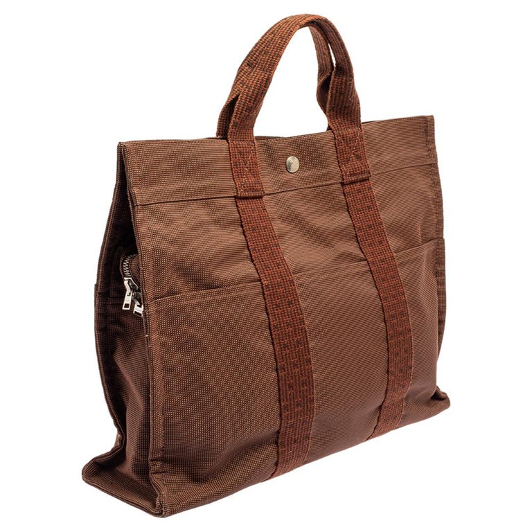 Hermes Brown Canvas Herline GM Tote Bag at 1stDibs