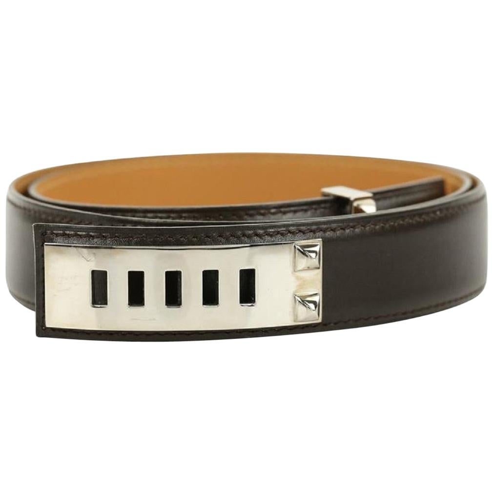 Hermès Constance reversible belt in white epsom and gold box leather ...