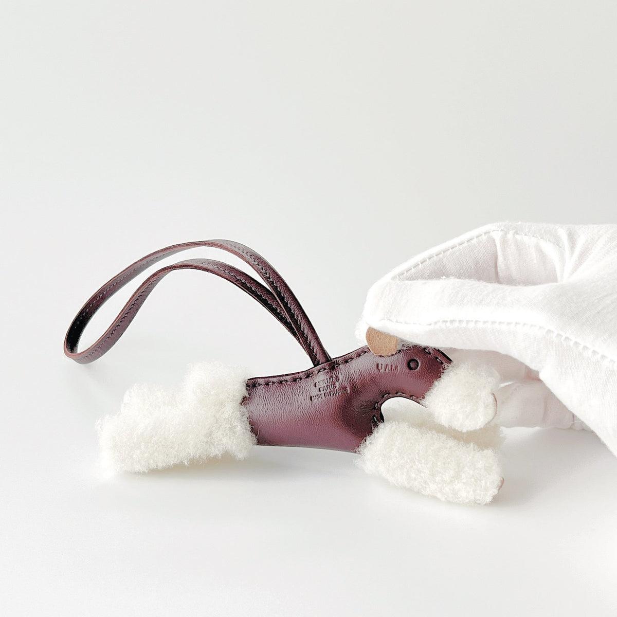 Hermes Budy Charm In Rouge Sellier Merino Shearling And Leather at ...