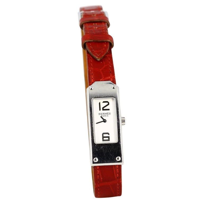 Hermes Burgundy Leather Watch For Sale at 1stDibs