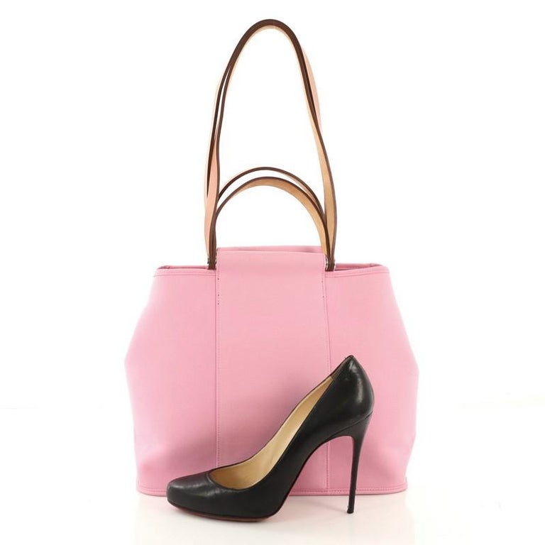 Hermes Cabag Handbag Toile and Leather 32 at 1stDibs