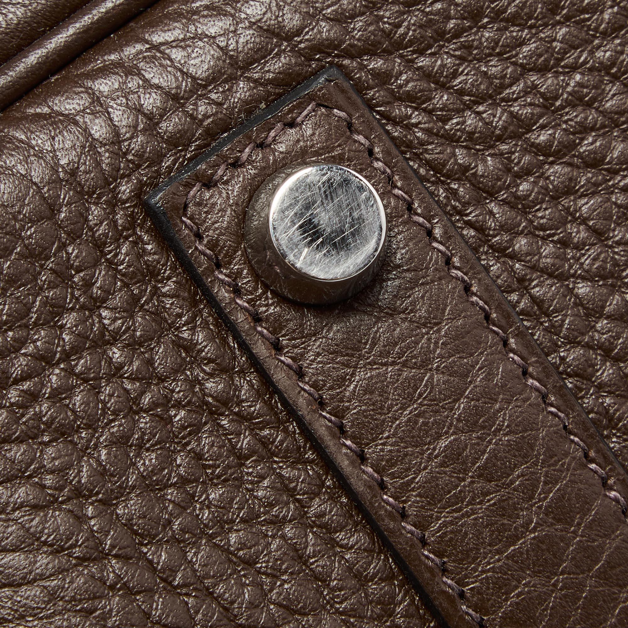 Hermes Cacao Clemence Leather Palladium Finish Birkin 35 Bag at 1stDibs