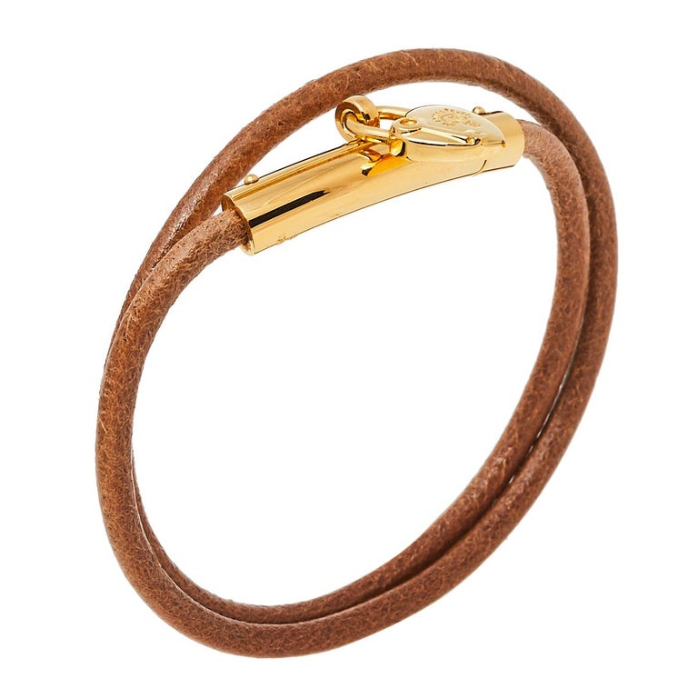 Hermes Cadena Heart Charm Leather Double Tour Bracelet at 1stDibs