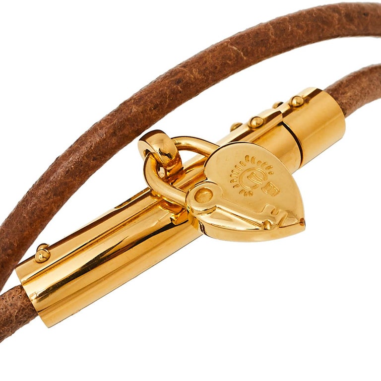 Hermes Cadena Heart Charm Leather Double Tour Bracelet at 1stDibs