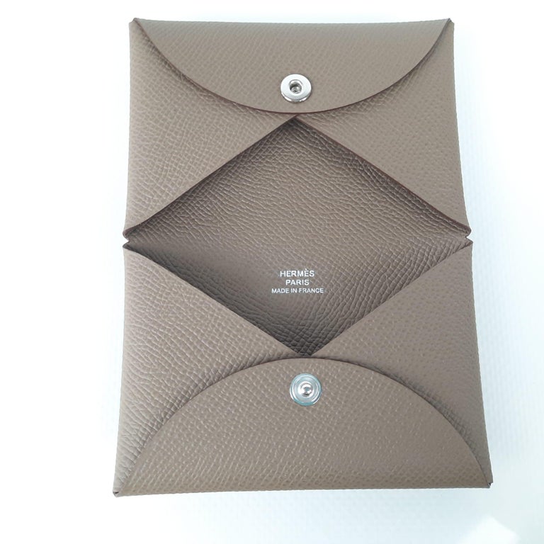 Hermes Calvi Card Holder Étoupe Epsom Calfskin Closed With A Palladium ...