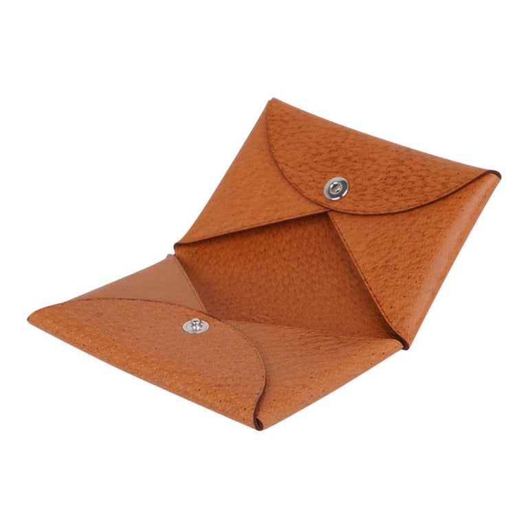 Hermes Calvi Card Holder Peau Porc Leather in Toffee New w/ Box For ...