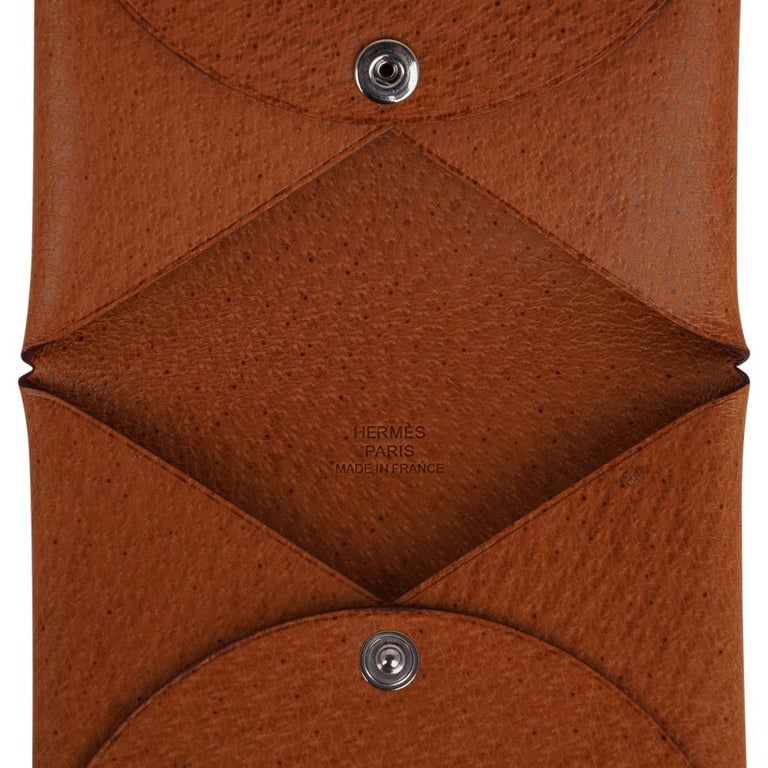 Hermes Calvi Card Holder Peau Porc Leather in Toffee New w/ Box For ...