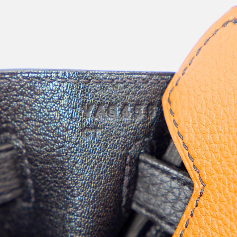 HERMES camel gold and black Togo leather BI COLOR BIRKIN 25 HSS Bag ...