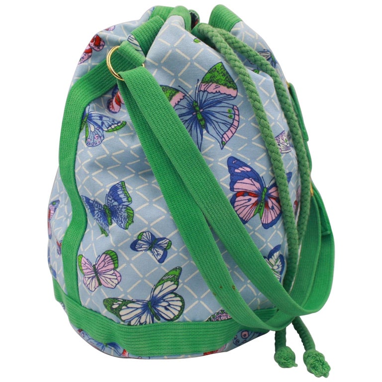 Hermes canvas bag, butterfly print For Sale at 1stDibs