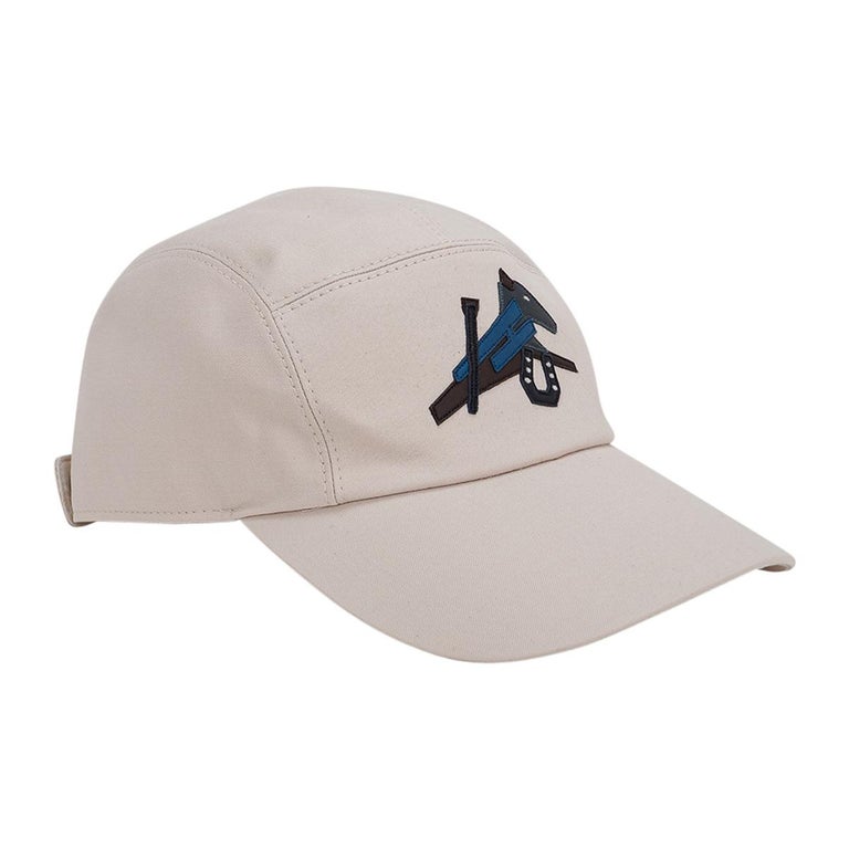 Hermes Cap Nevada Puzzle Equestre Hat Ecru Cotton 58 New For Sale at ...