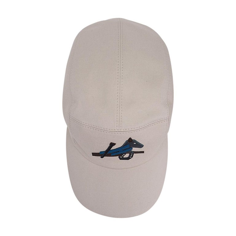 Hermes Cap Nevada Puzzle Equestre Hat Ecru Cotton 58 New For Sale at ...