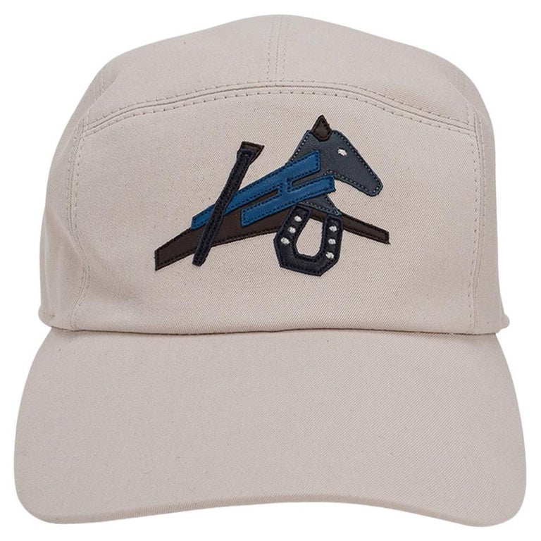 Hermes Cap Nevada Puzzle Equestre Hat Ecru Cotton 58 New For Sale at ...