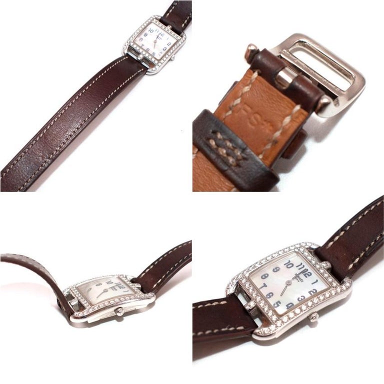 Hermes Cape Cod 23mm White Gold and Diamond Barenia Strap Watch For ...