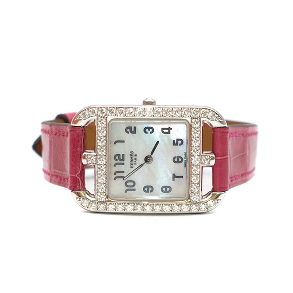Hermes Cape Cod 23mm White Gold and Diamond Barenia Strap Watch For ...