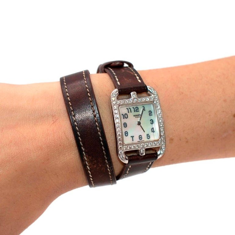Hermes Cape Cod 23mm White Gold and Diamond Barenia Strap Watch For ...