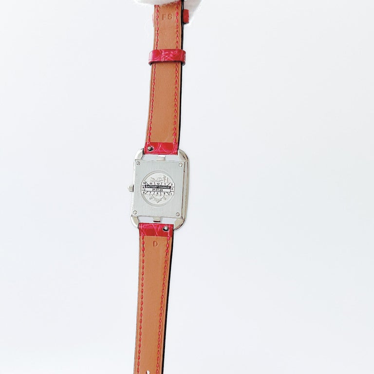 Hermes Cape Cod Watch With Diamonds And A Red Croc Strap, Small, 31mm ...