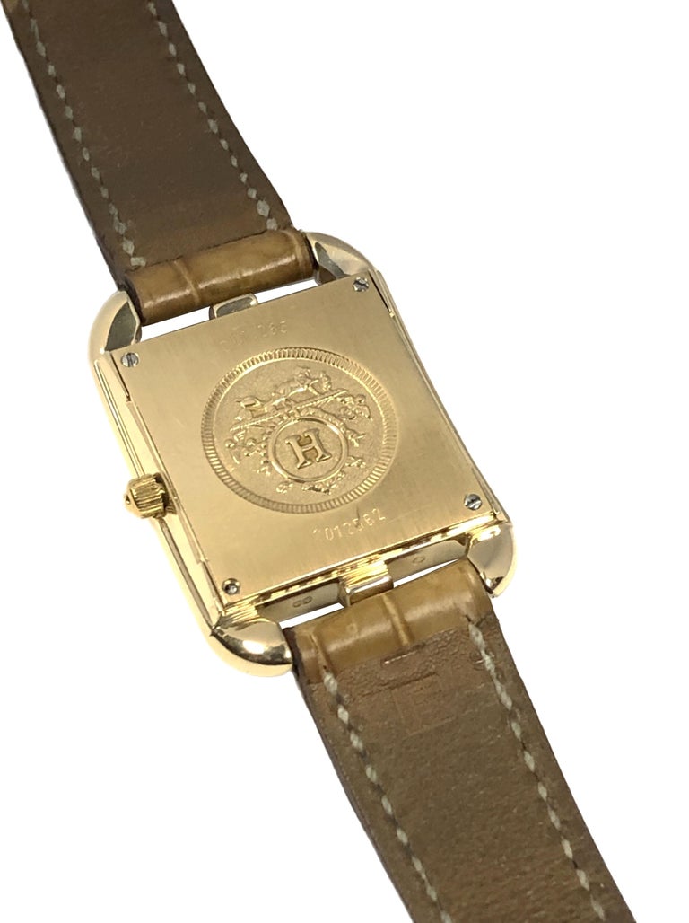 Hermes Cape Cod Yellow Gold Ladies Pearl Dial Quartz Wrist Watch For ...