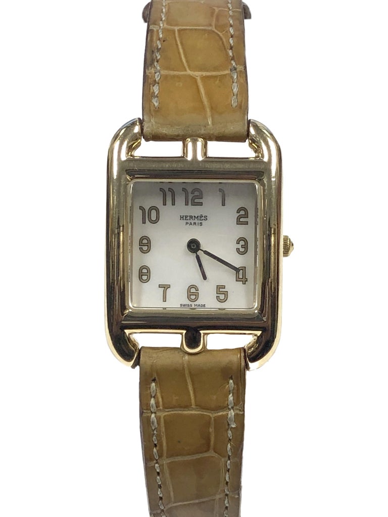 Hermes Cape Cod Yellow Gold Ladies Pearl Dial Quartz Wrist Watch For ...