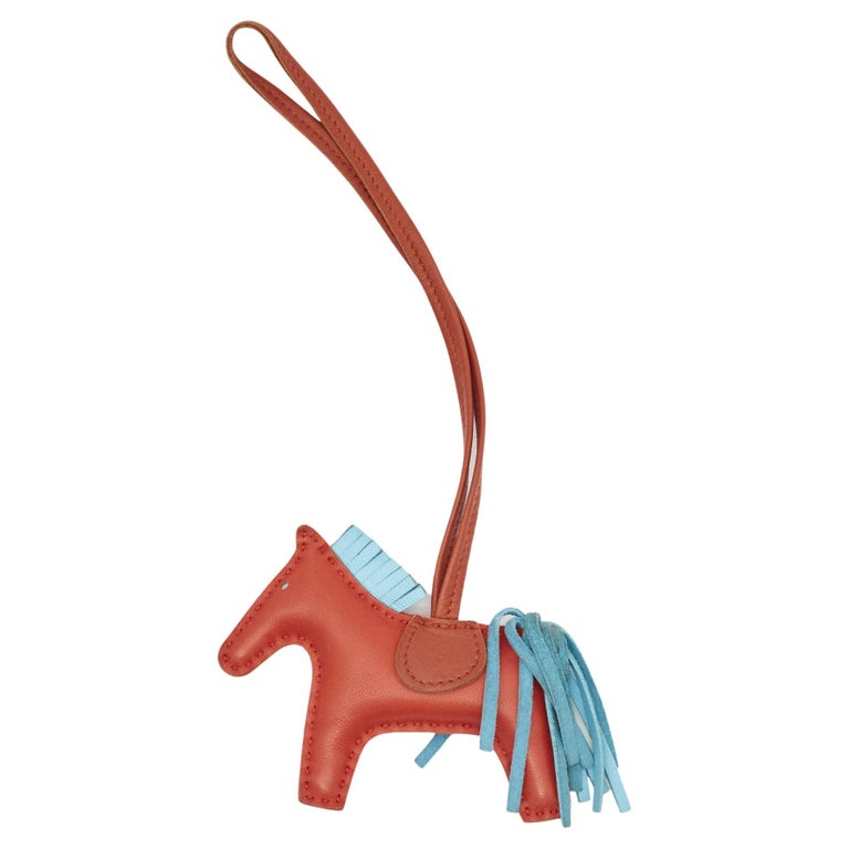 Hermes Capucine/Celeste/Cornaline Leather Rodeo Grigri Bag Charm PM For ...
