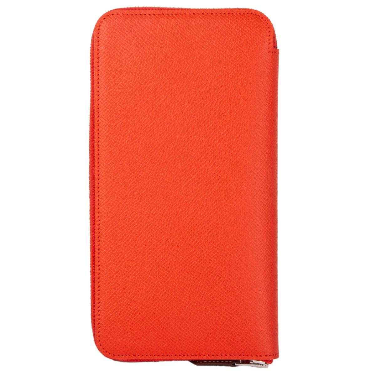 HERMES Capucine red Epsom leather SILK'IN CLASSIC Wallet at 1stDibs