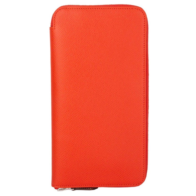 HERMES Capucine red Epsom leather SILK''IN CLASSIC Wallet at 1stDibs