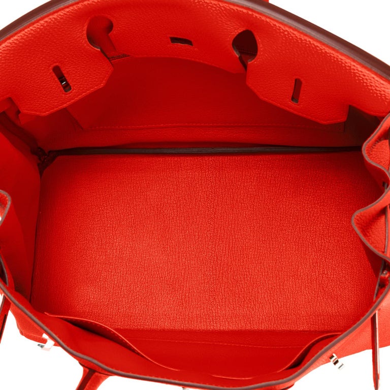 Hermes Capucine Red-Orange 30cm Togo Birkin Palladium Bag NEW at 1stDibs