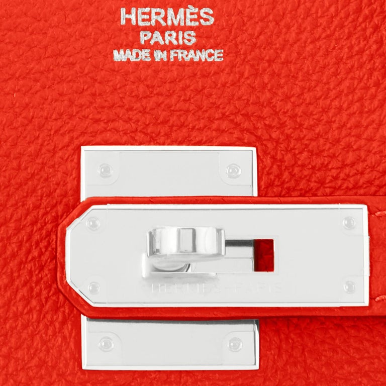 Hermes Capucine Red-Orange 30cm Togo Birkin Palladium Bag NEW at 1stDibs