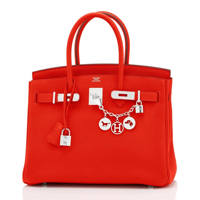 Hermes Capucine Red-Orange 30cm Togo Birkin Palladium Bag NEW at 1stDibs