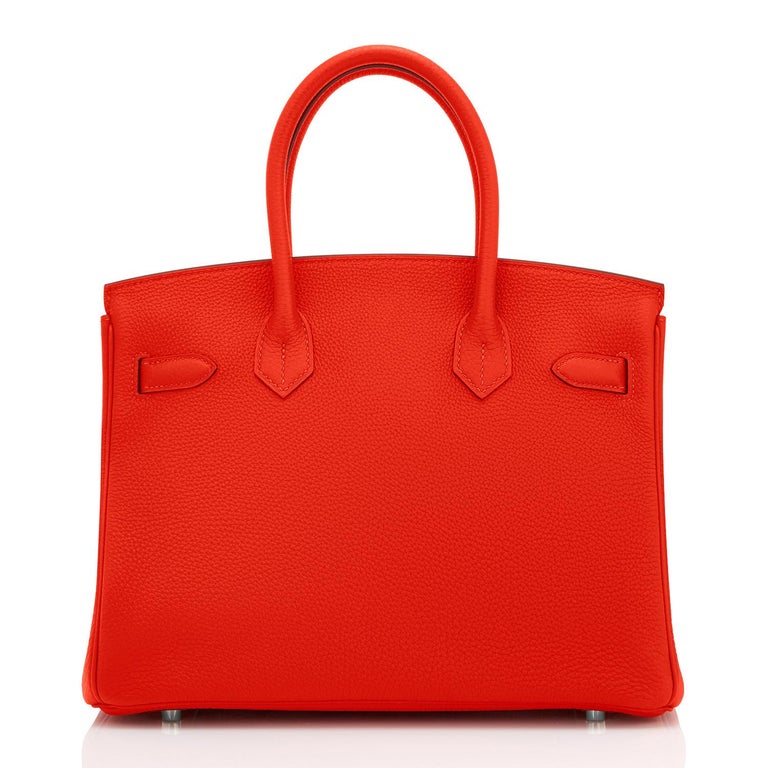 Hermes Capucine Red-Orange 30cm Togo Birkin Palladium Bag NEW at 1stDibs