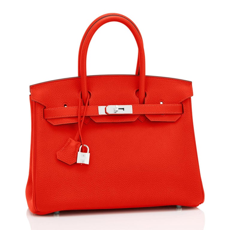 Hermes Capucine Red-Orange 30cm Togo Birkin Palladium Bag NEW at 1stDibs
