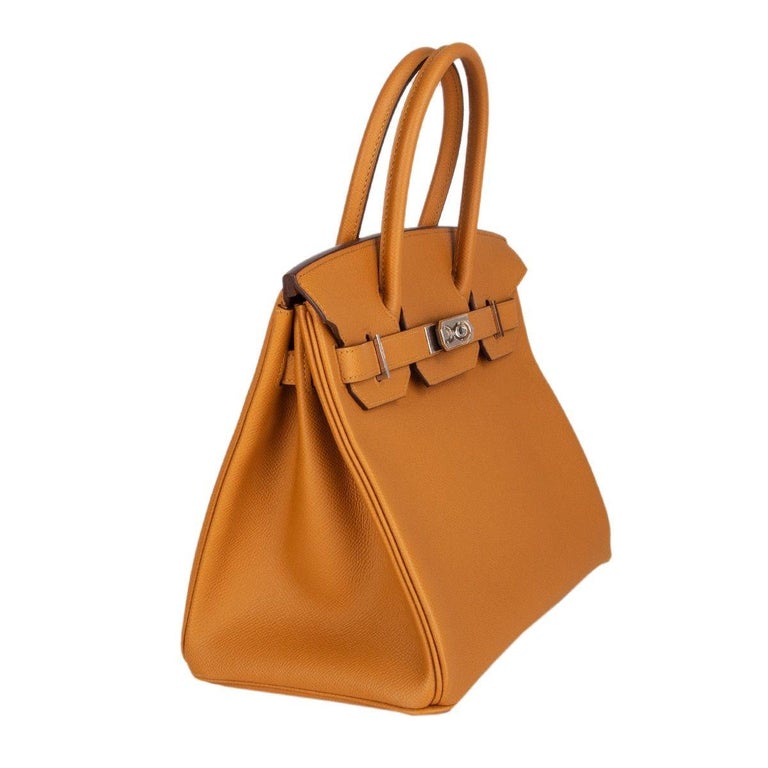 HERMES Caramel brown Epsom leather and Palladium BIRKIN 30 Bag at 1stDibs