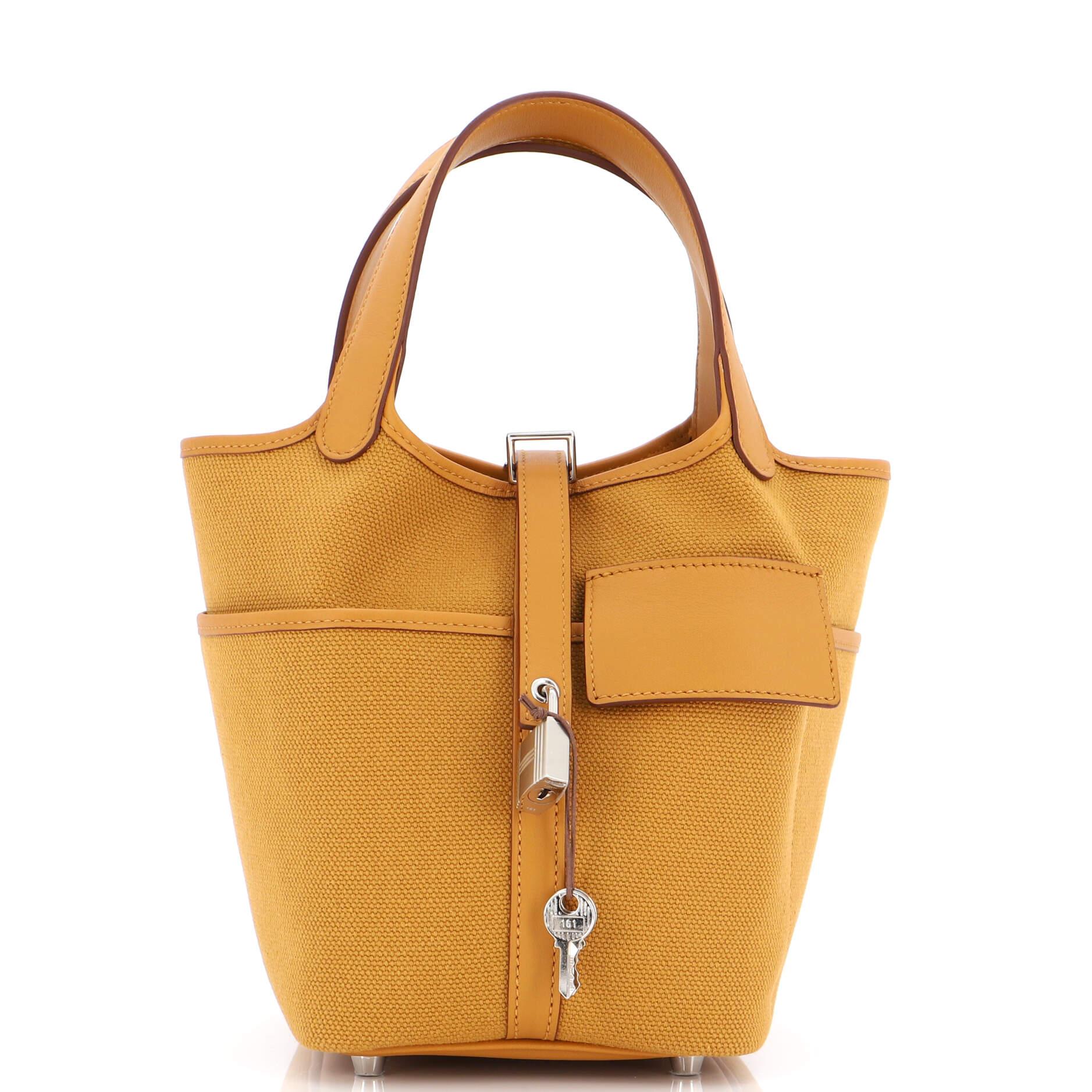 Hermes Cargo Picotin Lock Bag Canvas and Swift PM For Sale at 1stDibs