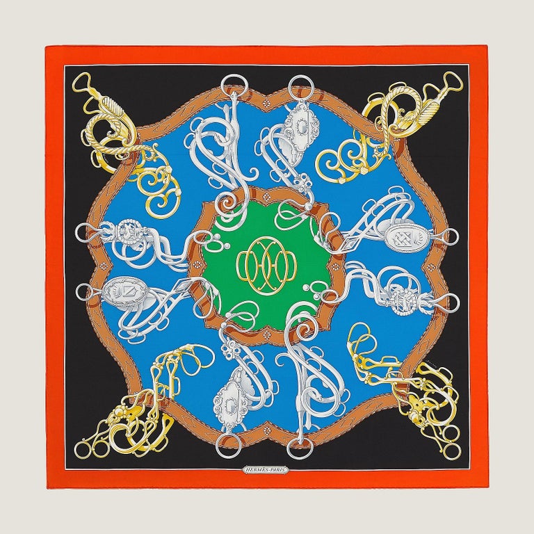 Hermes Carré 90 Lift Profilé Vermillon / Noir / Multicolore Silk For ...