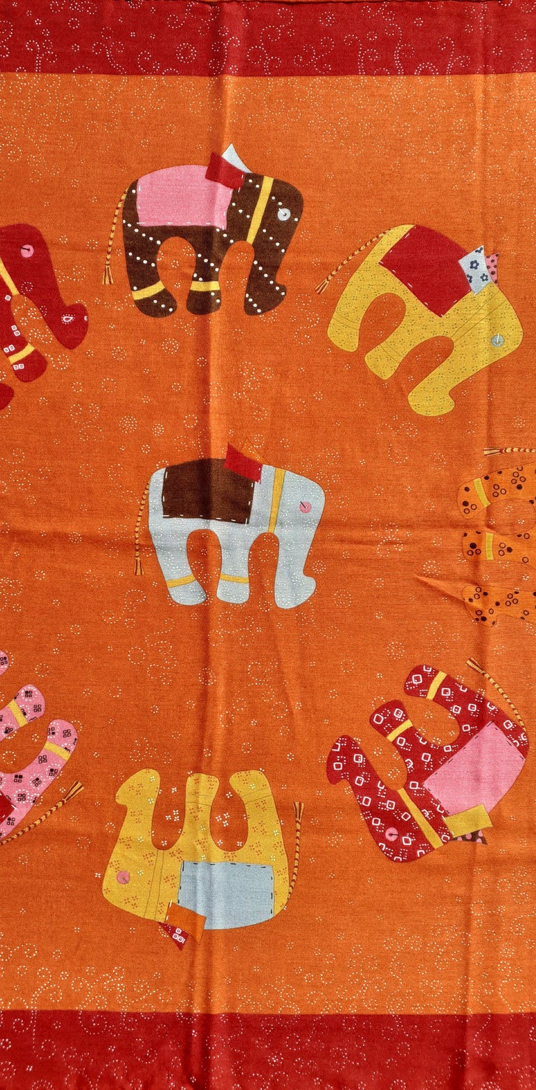 Hermès Cashmere and Silk Scarf La Ronde des Elephants Orange Pink 67 cm ...