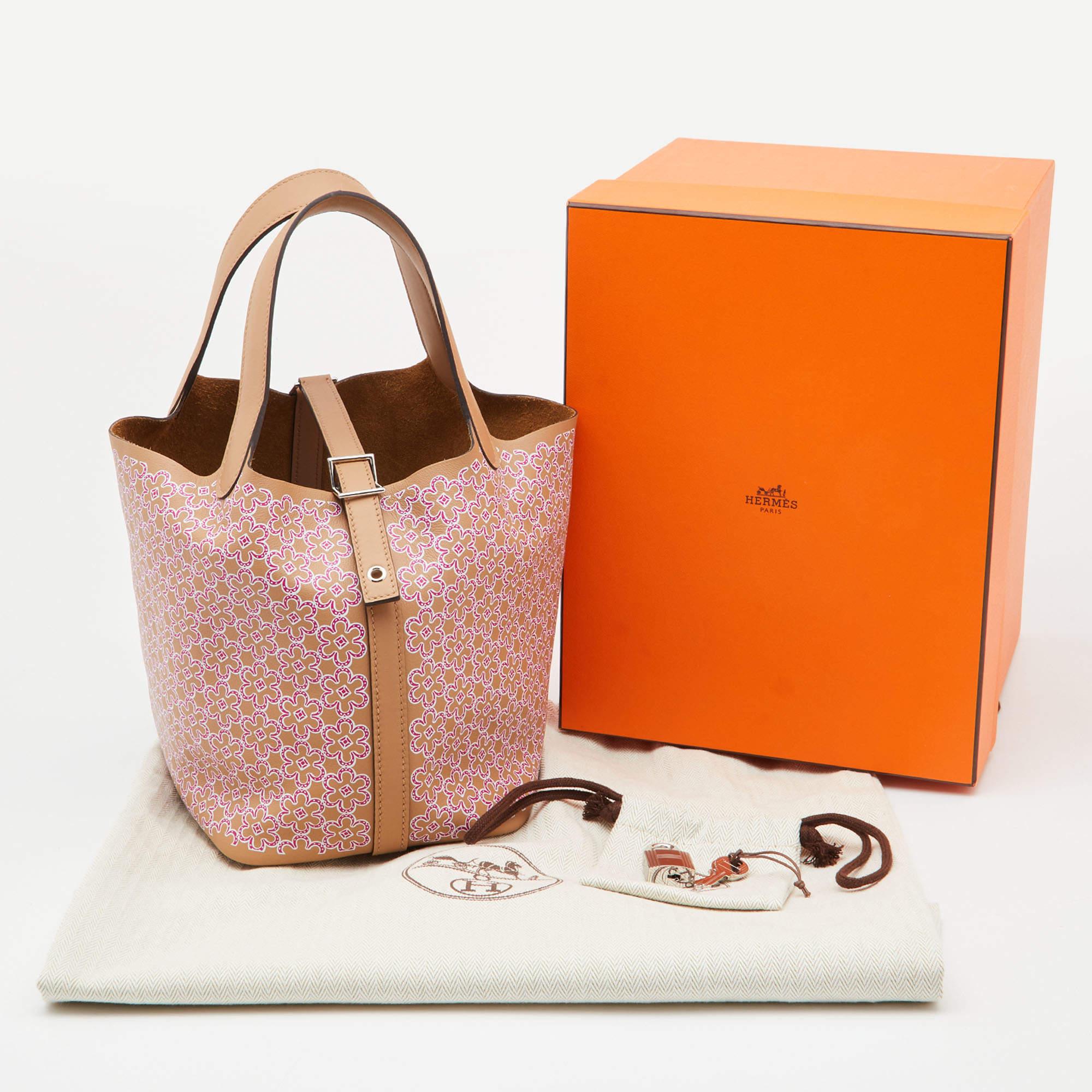 Hermes Chai/Rose Swift Leather Picotin Luck Daisy Bag For Sale at 1stDibs