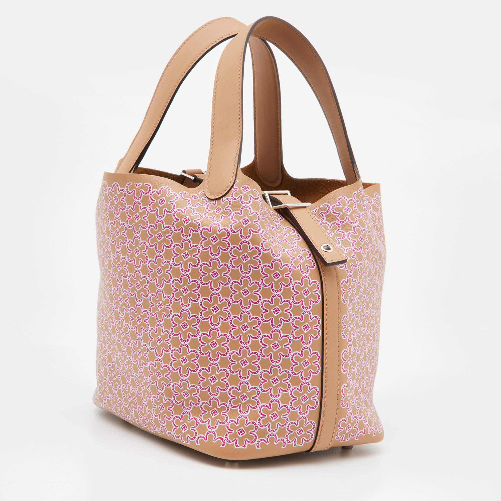 Hermes Chai/Rose Swift Leather Picotin Luck Daisy Bag For Sale at 1stDibs