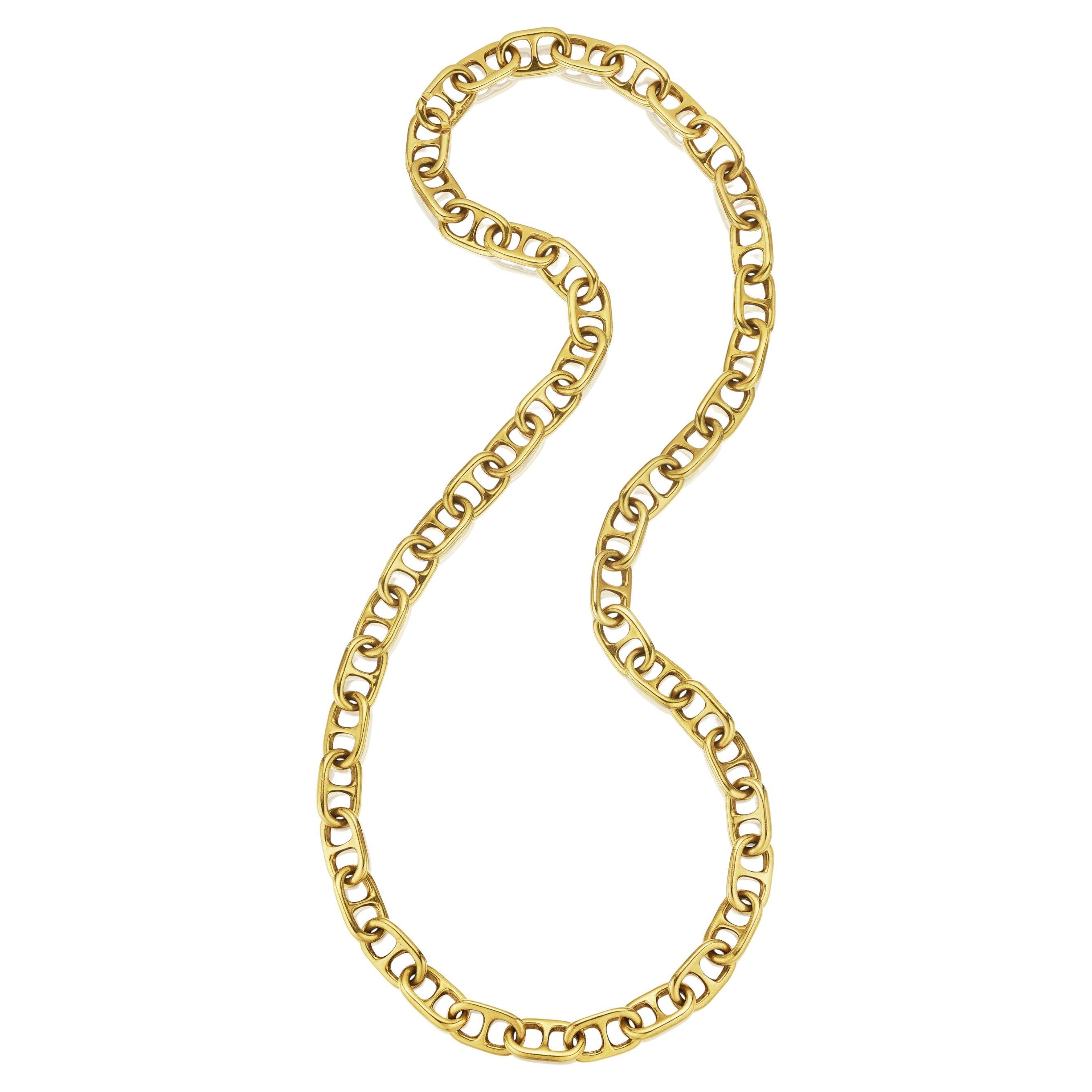 Hermes Chaine d''Ancre Passerelle Rose Gold Long Necklace at 1stDibs