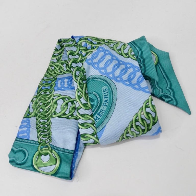 Hermes Chain Link Print Twilly For Sale at 1stDibs