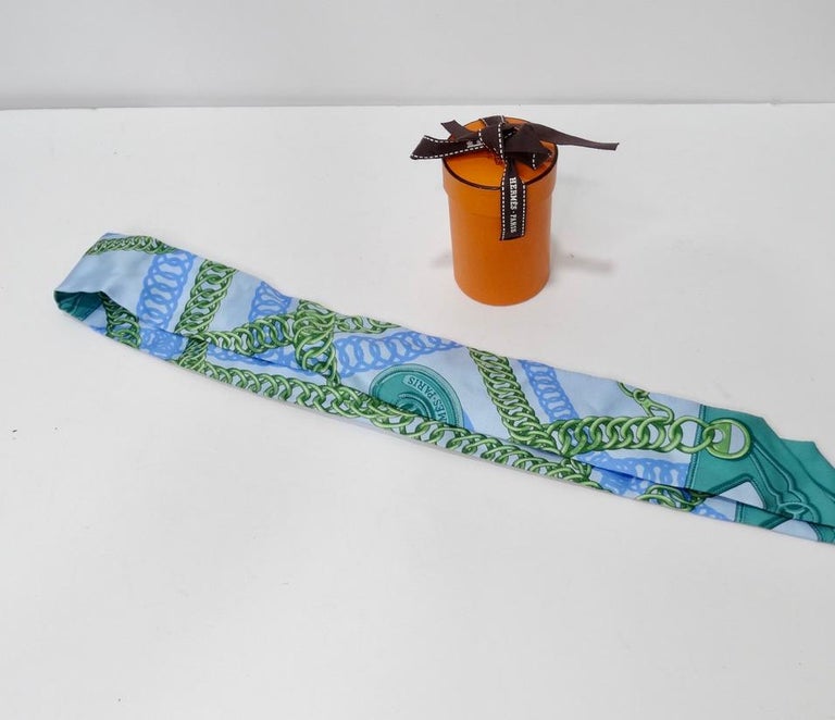 Hermes Chain Link Print Twilly For Sale at 1stDibs