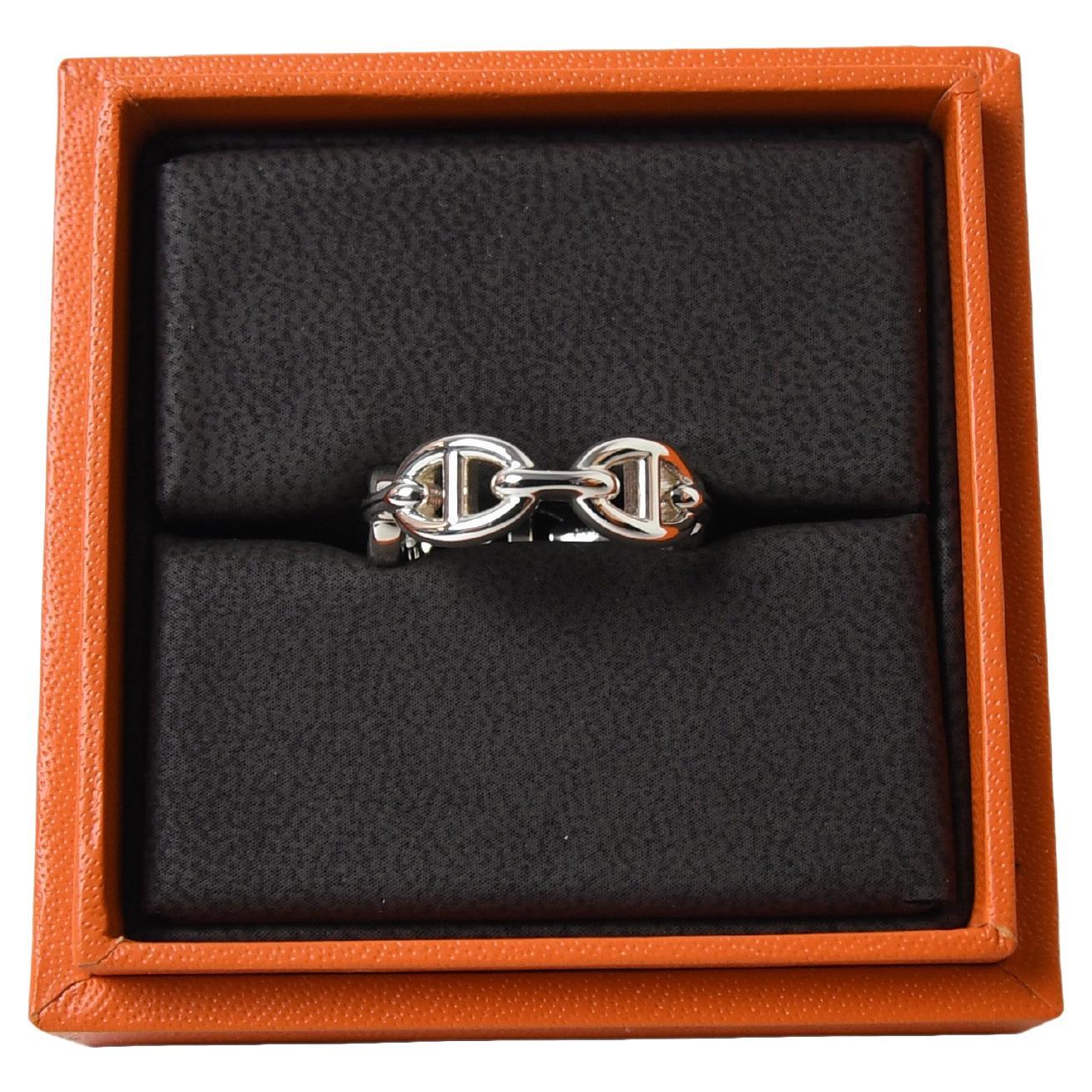 Hermès Silver Tone Horsebit Scarf Ring For Sale at 1stDibs