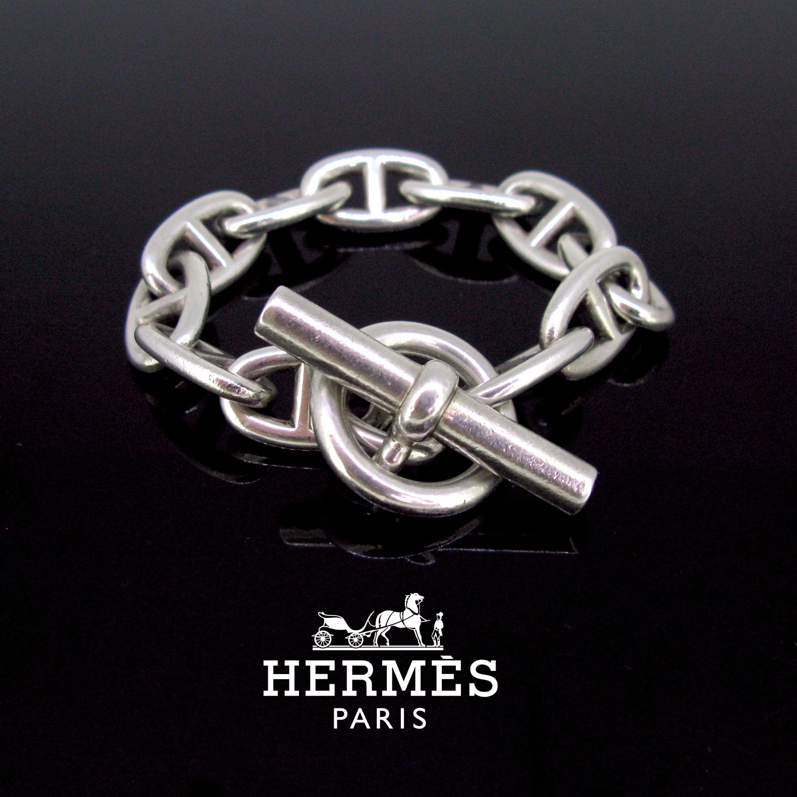 Hermès Chaine d’Ancre Large Model Silver Chain Link Bracelet at 1stDibs