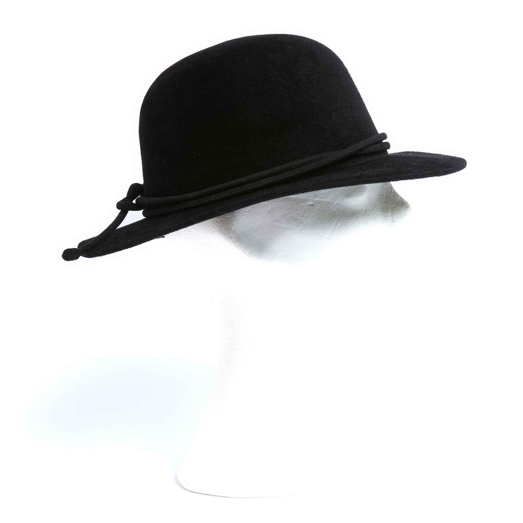 Hermès Chapeau T57 Black Feutre Knot US7 For Sale at 1stDibs