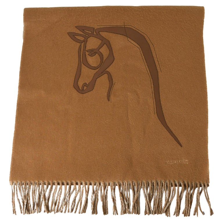 Hermes Cheval Au Trait Leather Patch Detail Muffler For Sale at 1stDibs
