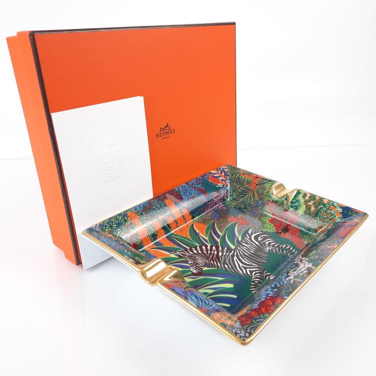 Hermes Chlorophylle Porcelain Mountain Zebra Ashtray For Sale at 1stDibs