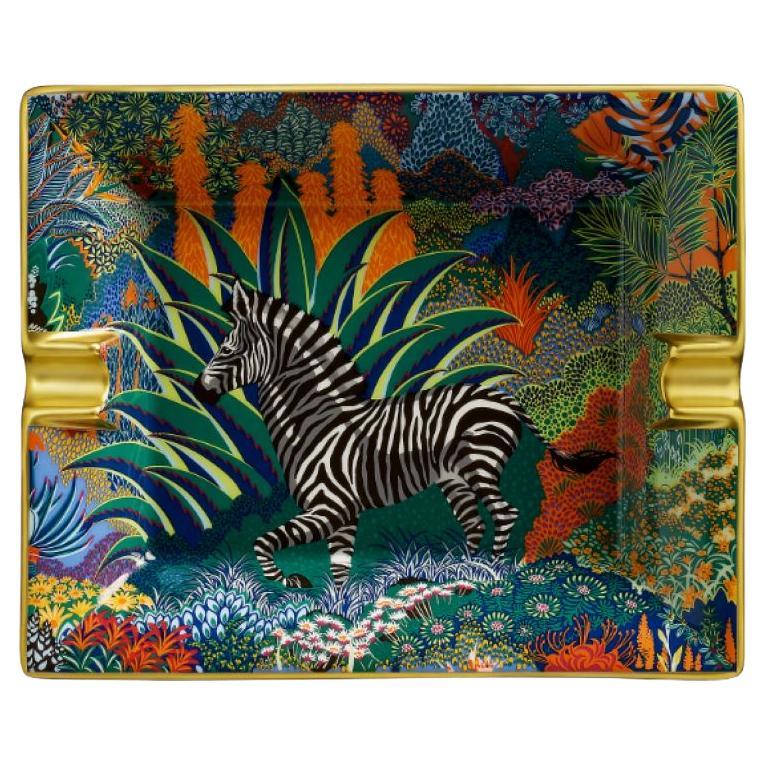 Hermes Green Zebra Porcelain Ashtray at 1stDibs