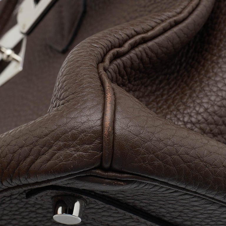 Hermes Chocolat Taurillon Clemence Leather Palladium Finish Birkin 30 ...