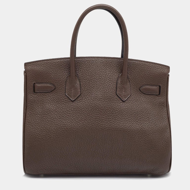 Hermes Chocolat Taurillon Clemence Leather Palladium Finish Birkin 30 ...