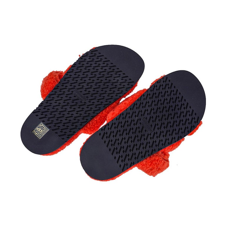Hermes Chypre Shearling Sandal Orange Woolskin Women's Shoes 38 / 8 For ...