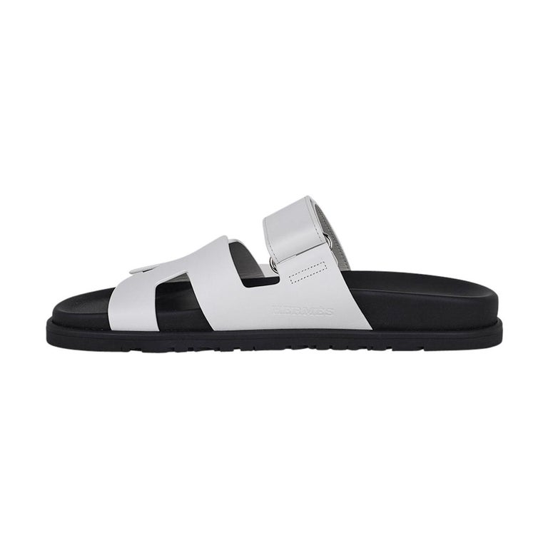 Hermes Chypre White Calfskin Sandal 39 / 9 9 at 1stDibs