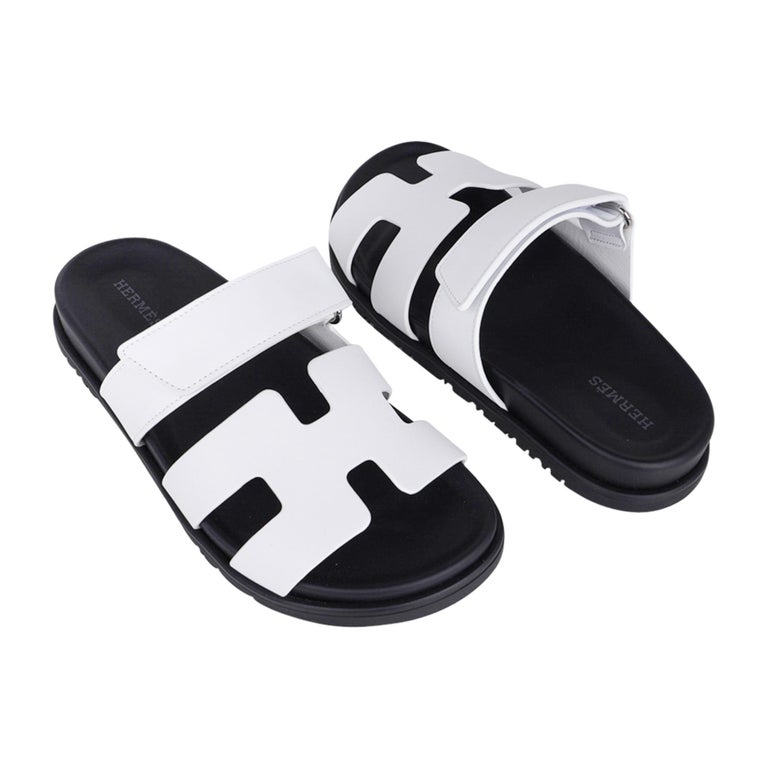 Hermes Chypre White Calfskin Sandal 40.5 / 10.5 For Sale at 1stDibs